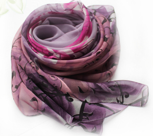 100% Silk Scarf Women neckerchief Shawl Wrap Floral purple pink MY106-1 ...