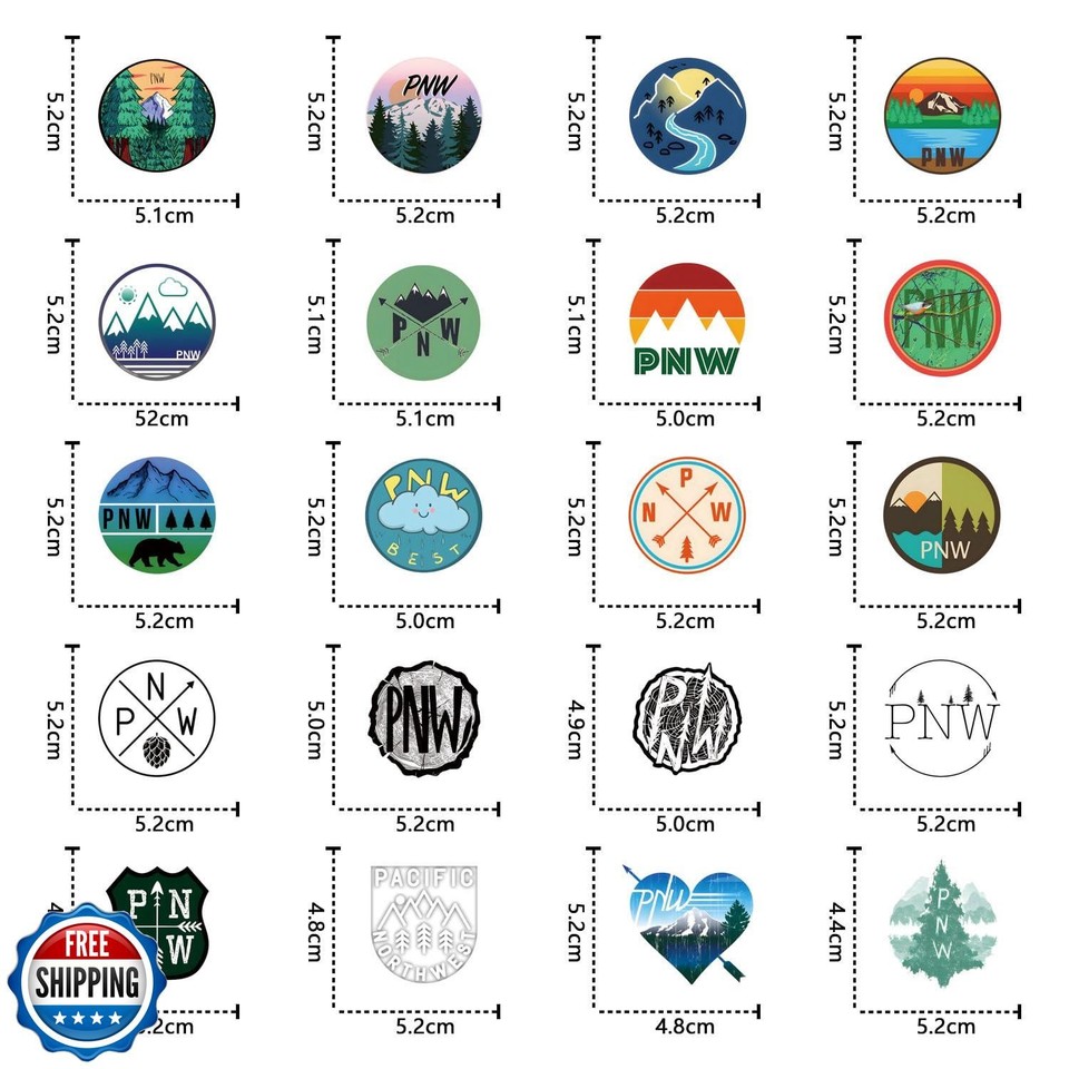 62Pcs PNW Stickers Pack, Aesthetic Vinyl Waterproof Decals for Wa | eBay