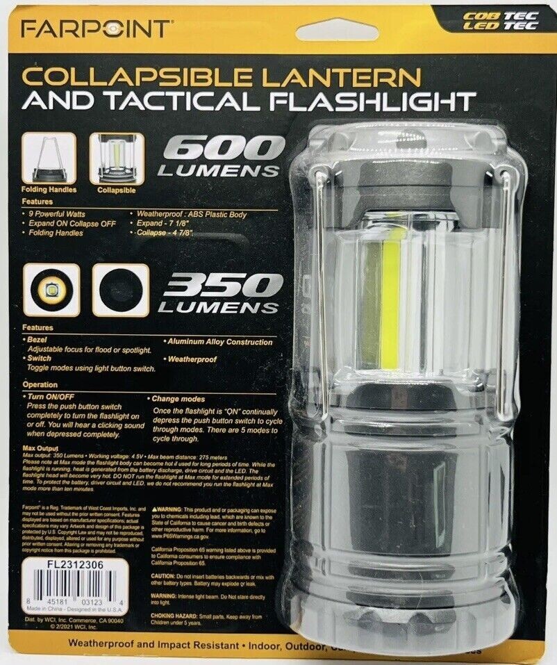 NEW Collapsible Lantern LED 600 Lumens &Tactical Flashlight 350 Lumens ...