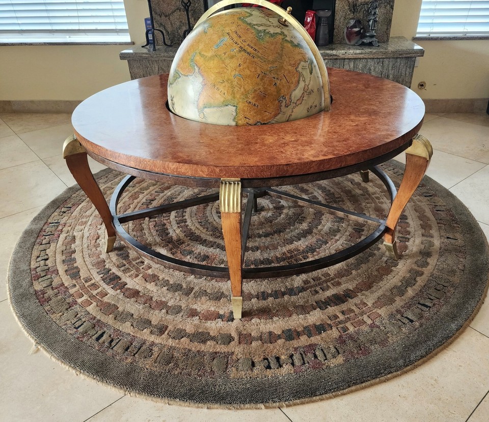 Ernest Hemingway Le Monde Coffee Table Brass World Globe Excellent ...