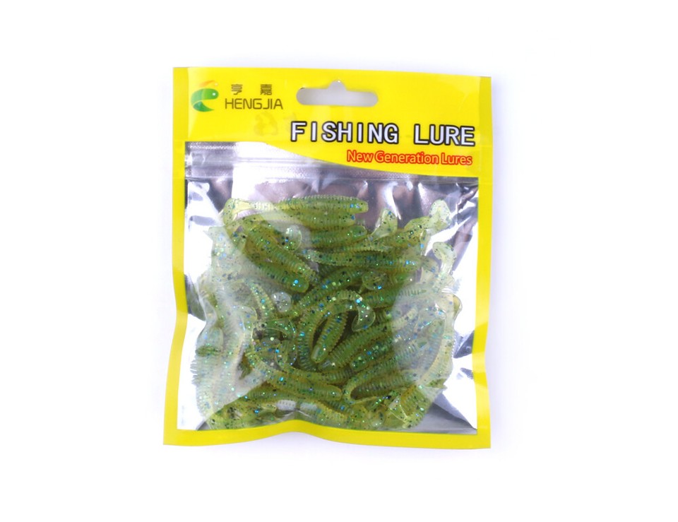 50pcs/pack Small Soft Plastic Grubs Bait Fish Lure Worm Swimbait Paddle ...