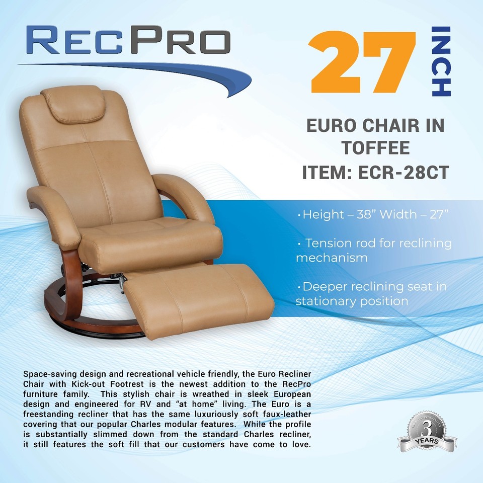 RecPro Charles 28" RV Euro Chair Recliner Ergonomic RV Furniture Seats ...