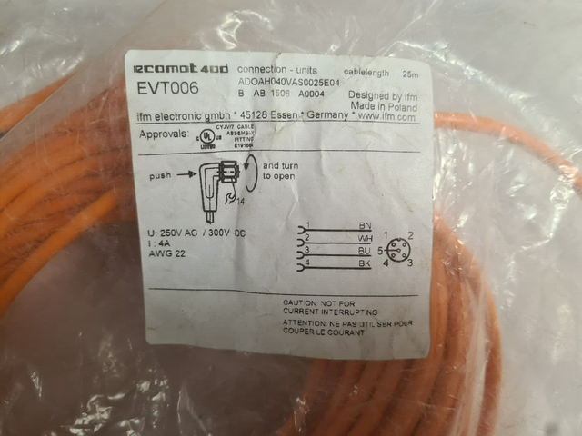 ifm EFECTOR EVT006 Cable Assembly 25m Length for sale online | eBay