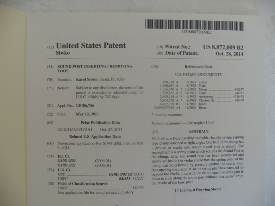 SOUND POST SETTER INSERTER REMOVER FOR CELLO MODEL *SM-CELLO* | eBay