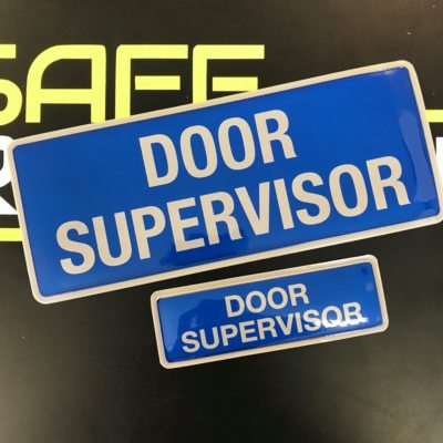 Encapsulated Reflective DOOR SUPERVISOR Badge SET 250mm emergency ...