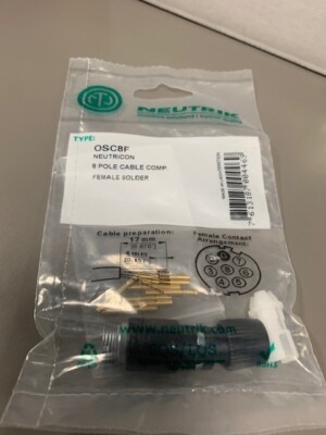 Sealed Neutrik OSC8M 8 Pole Male Cable Connector, solder contacts 1262 ...