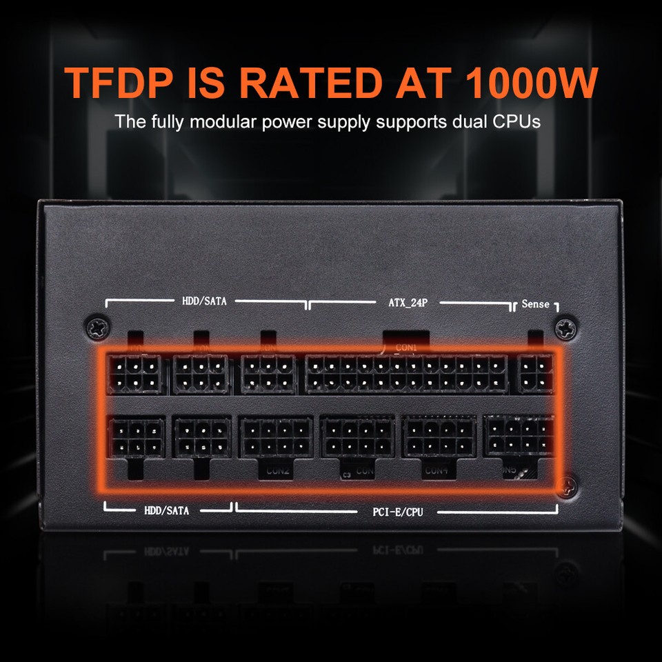 1000W ATX Power Fully Modular 80+ Gold Efficiency Supply Gaming PC PUS ...