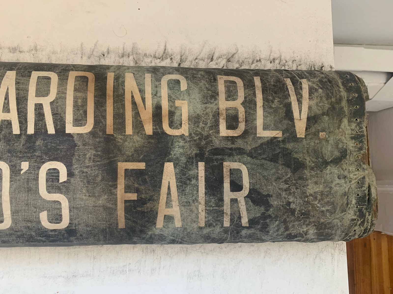 NY NYC PRIMITIVE BUS ROLL SIGN HORACE HARDING BOULEVARD WORLDS FAIR ...