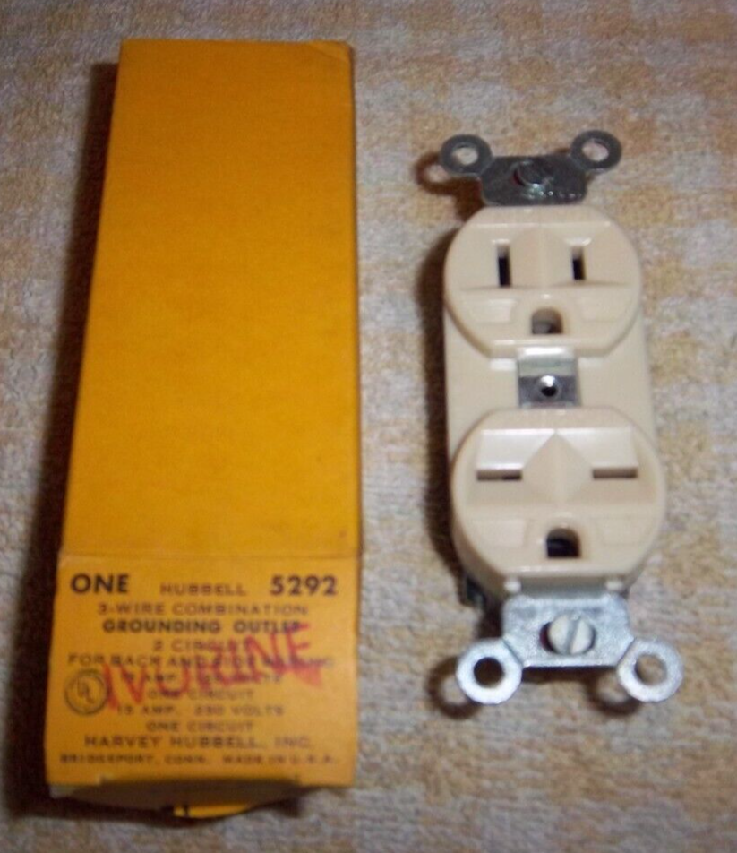 Hubbell HBL5292-I HBL5292I 5292 15 AMP 125 AND 250 VOLT 5-15R 6-15R ...