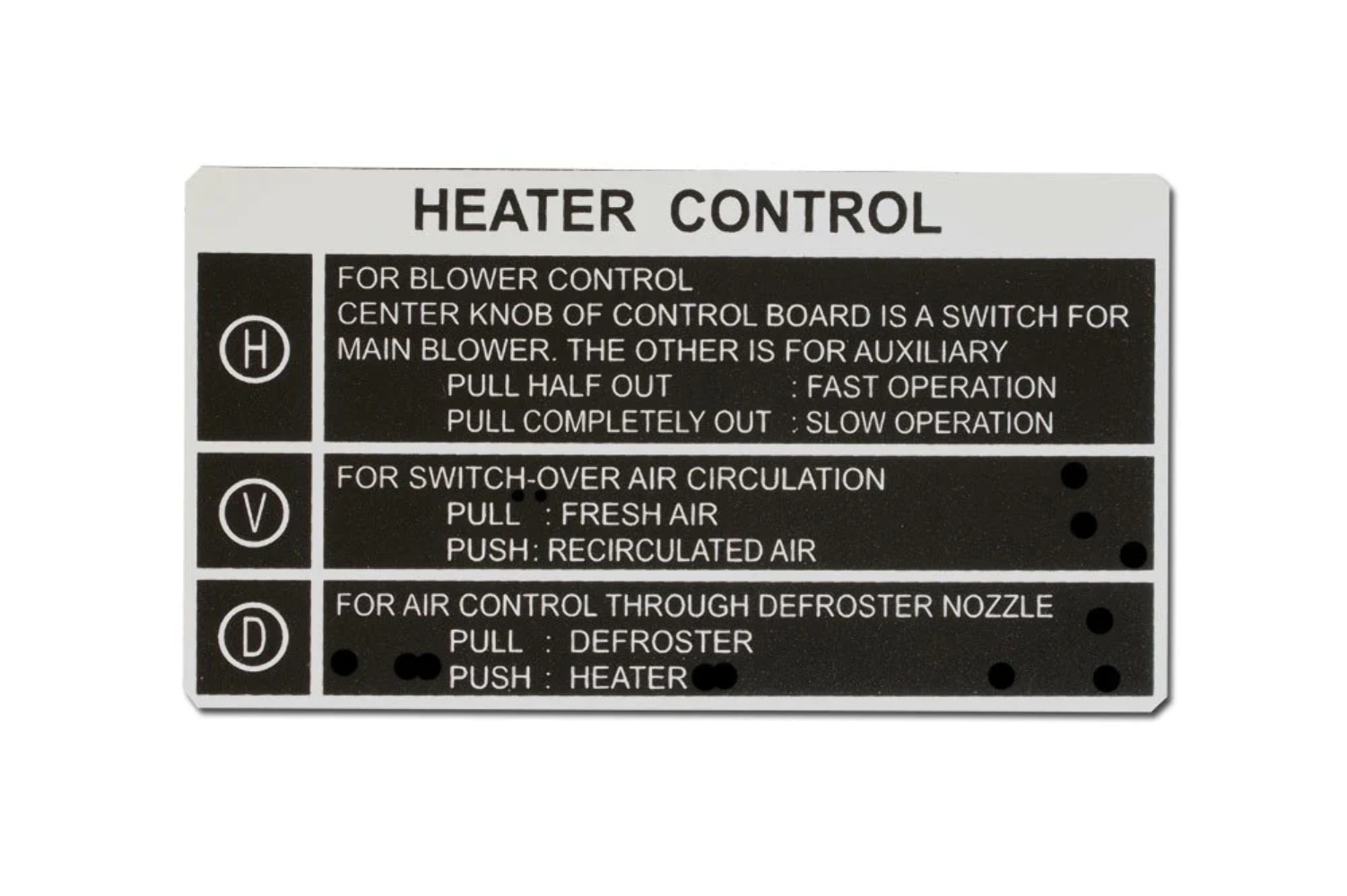 Heater Control - Decal - FJ40 - FJ45 - 1963-1967 | eBay