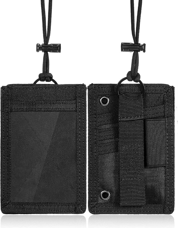Tactical ID Card Credit Badge Holder Organizer Hook Loop PatchWith Neck ...