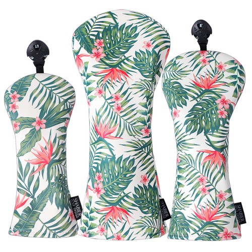Tropical Plant Floral Golf Club Covers - Set with Driver, Fairway, UT ...