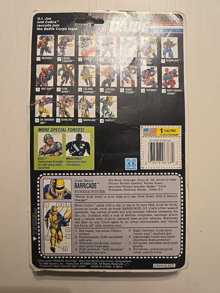 NEW! Gi Joe Barricade ARAH Battle Corps Red Bunker Buster 17 1992 ...