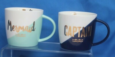 Slant Collection 2 Piece 14 oz Nautical Coffee Mug Cup Set Captain and ...