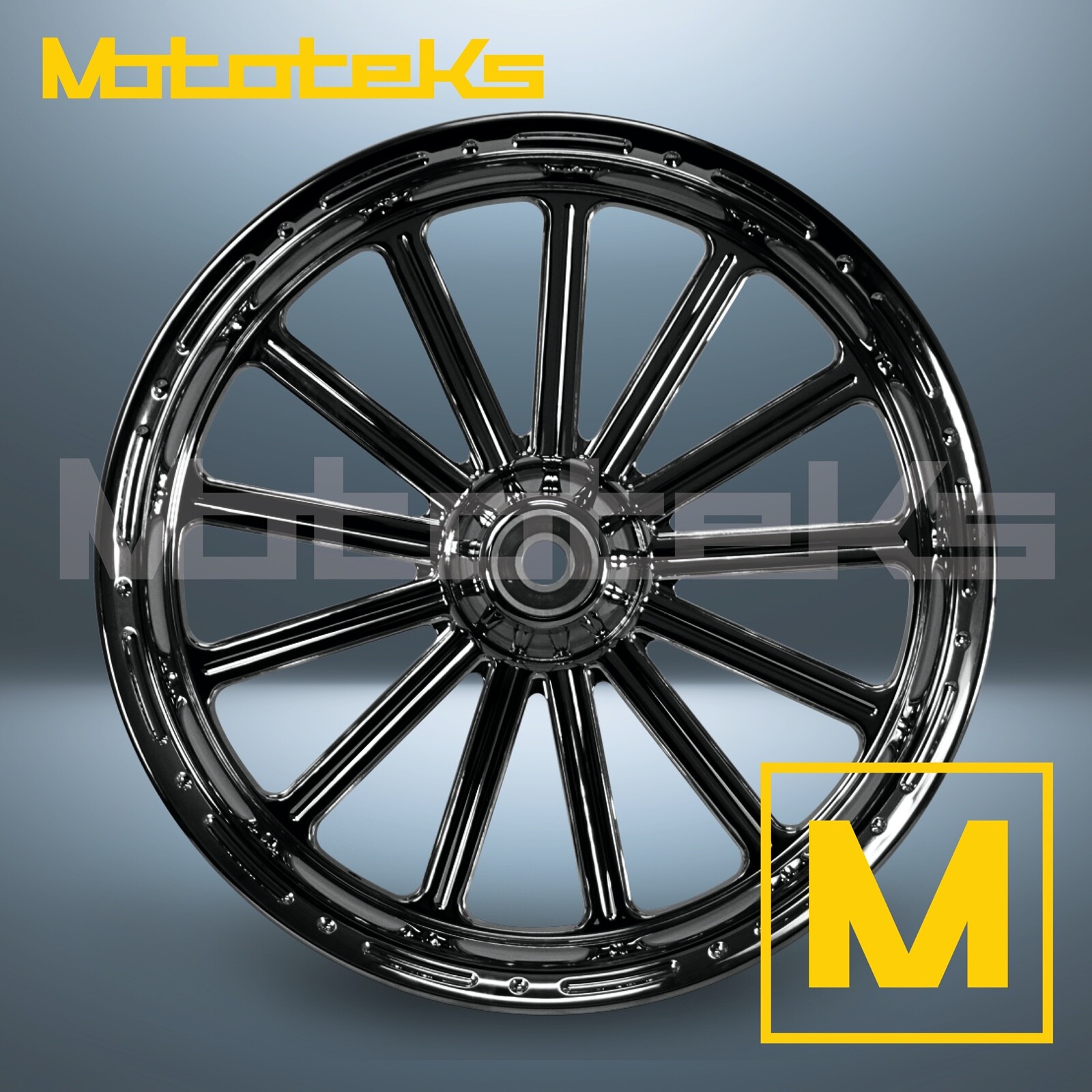 16" 16X3.5 THIRTEEN MAG FORGED WHEEL BLACK FOR HARLEY TOURING BAGGER ...
