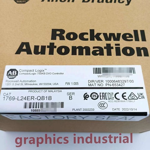 New Allen-Bradley 1769-L24ER-QB1B/B CompactLogix 750KB DI/O Controller ...