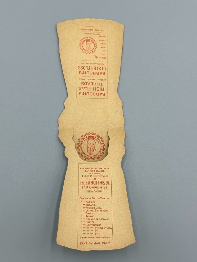 1895 BARBOUR IRISH Thread ORANGE Blossom PAPER DOLL Sewing Victorian ...