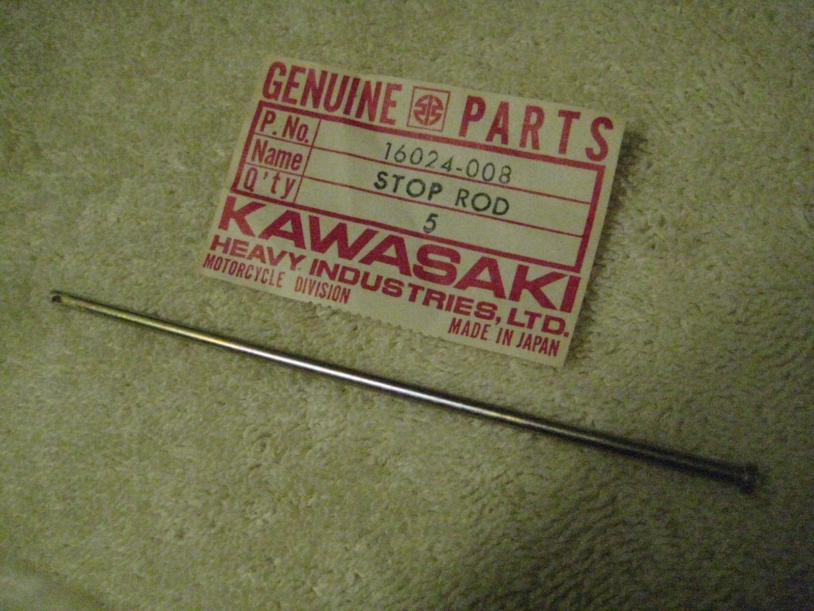 KAWASAKI F5 BIGHORN CARBURETOR THROTTLE STOP VALVE ROD 1970 NOS! | eBay
