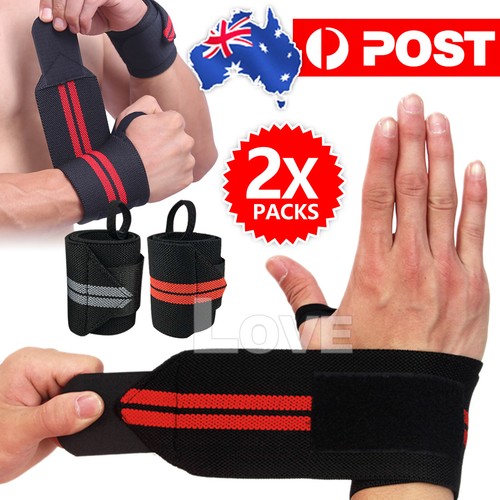 2/4x Weight Lifting Gym Muscle Training Wrist Support Straps Wraps ...