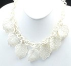 Vintage 50s Whimsical White Dangling Plastic Lacy Leaves Chain Necklace ...
