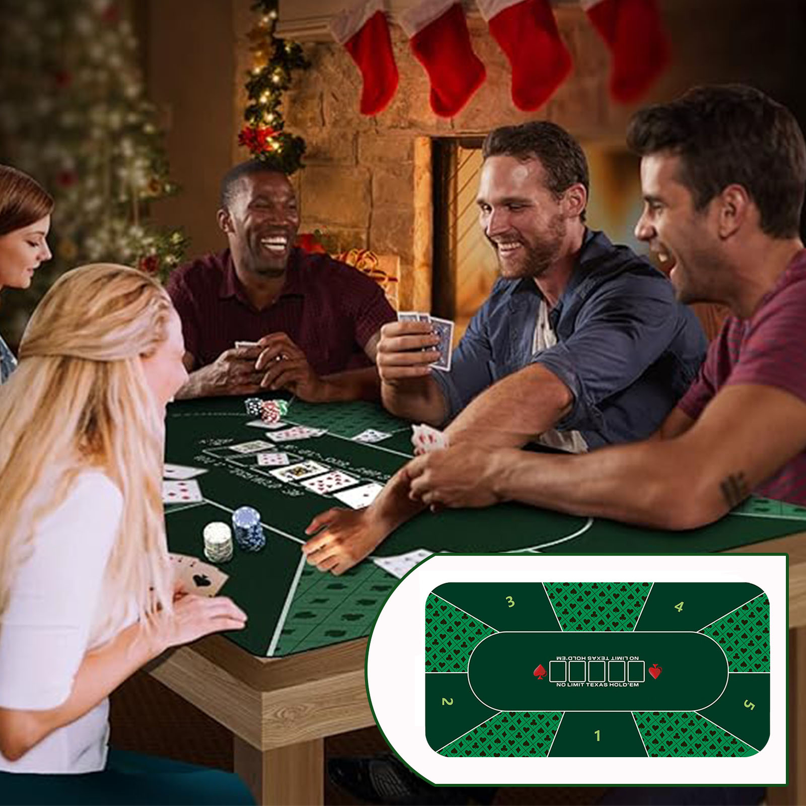 Poker Table Layout Standard Home Family Tabletop Mat Rectangle Pad Felt ...