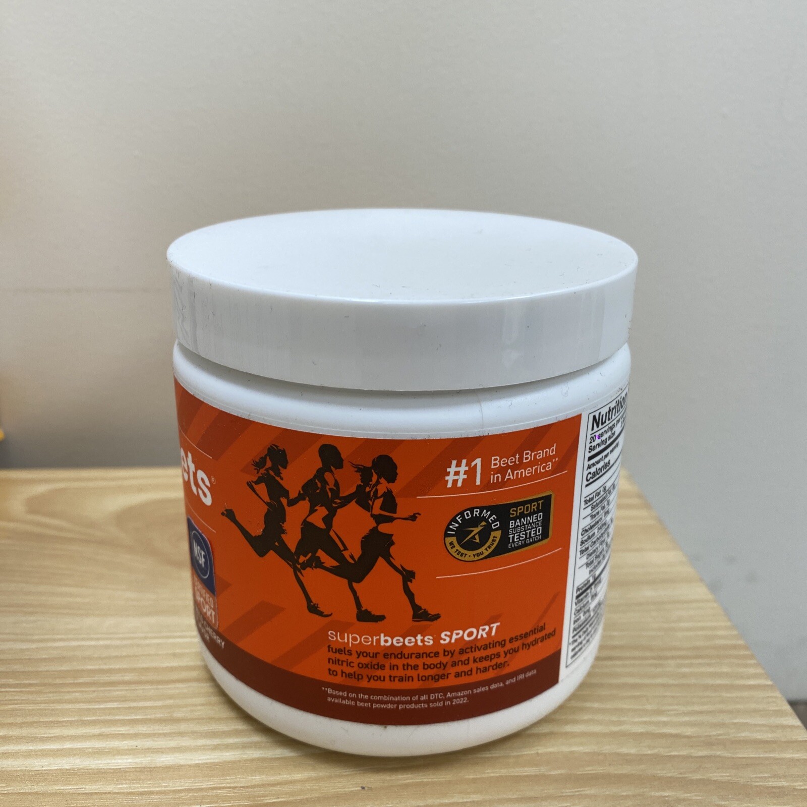 SuperBeets Sport - Beetroot Powder - 7.4 oz - Wild Cherry Flavor Exp 2/ ...