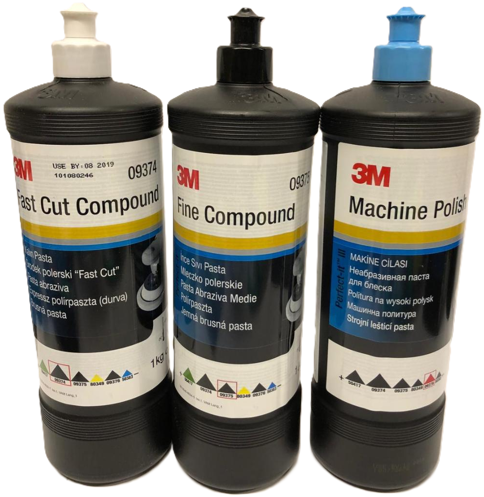 3x 1L 3M Fast Cut Compound + Fine Compound + Machine Polish 09374+09375 ...