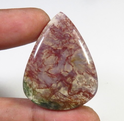 Red Moss Seaweed Agate Gemstone 37x27mm Natural moss Pear Cabochon ...