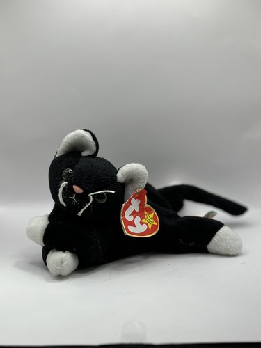 Ty Beanie Baby - ZIP the Black & White Cat 8" NEW MWMTs Plush Animal ...