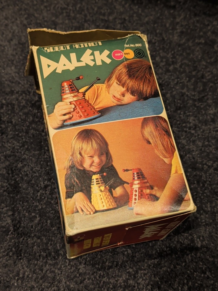 VINTAGE 1970s MARX ROBOT ACTION DALEK DOCTOR WHO TOY BOXED YELLOW RARE ...