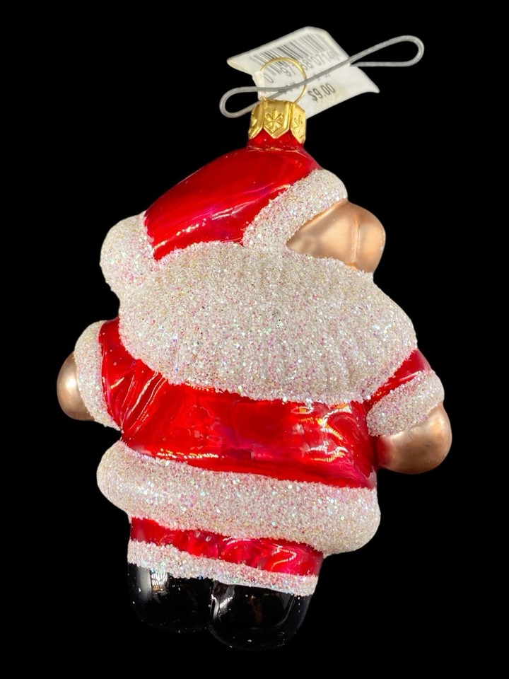 Vtg Bloomingdale's Polish Blown Glass Santa Teddy Bear Christmas ...