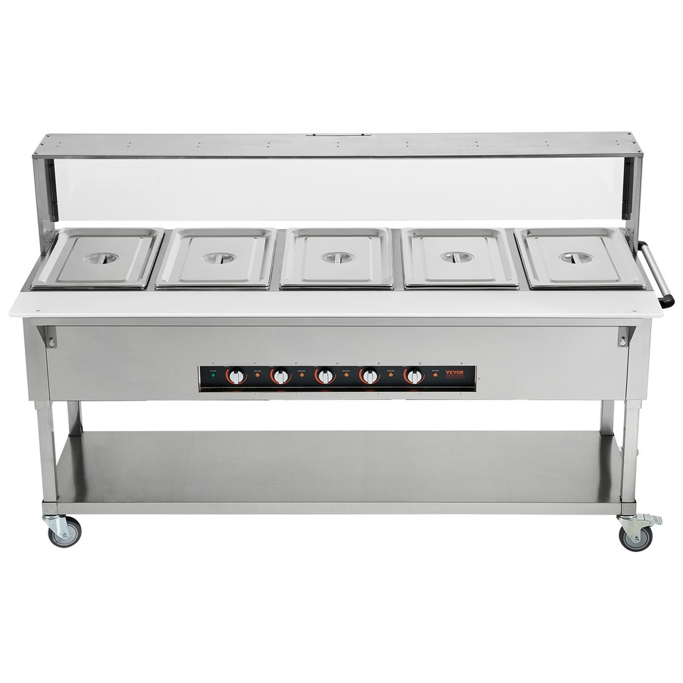 5-Pan Steam Table Electric Commercial Food Warmer 5x20.6QT Acrylic ...