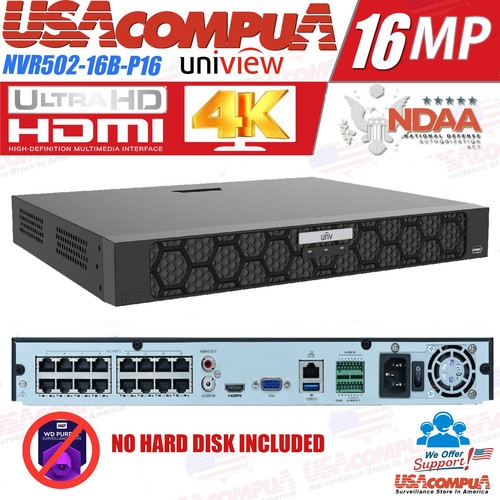 UNV Uniview NVR502-16B-P16 16Ch AI NVR H.265 UPTO 16MP/4K NVR 16xPOE ...