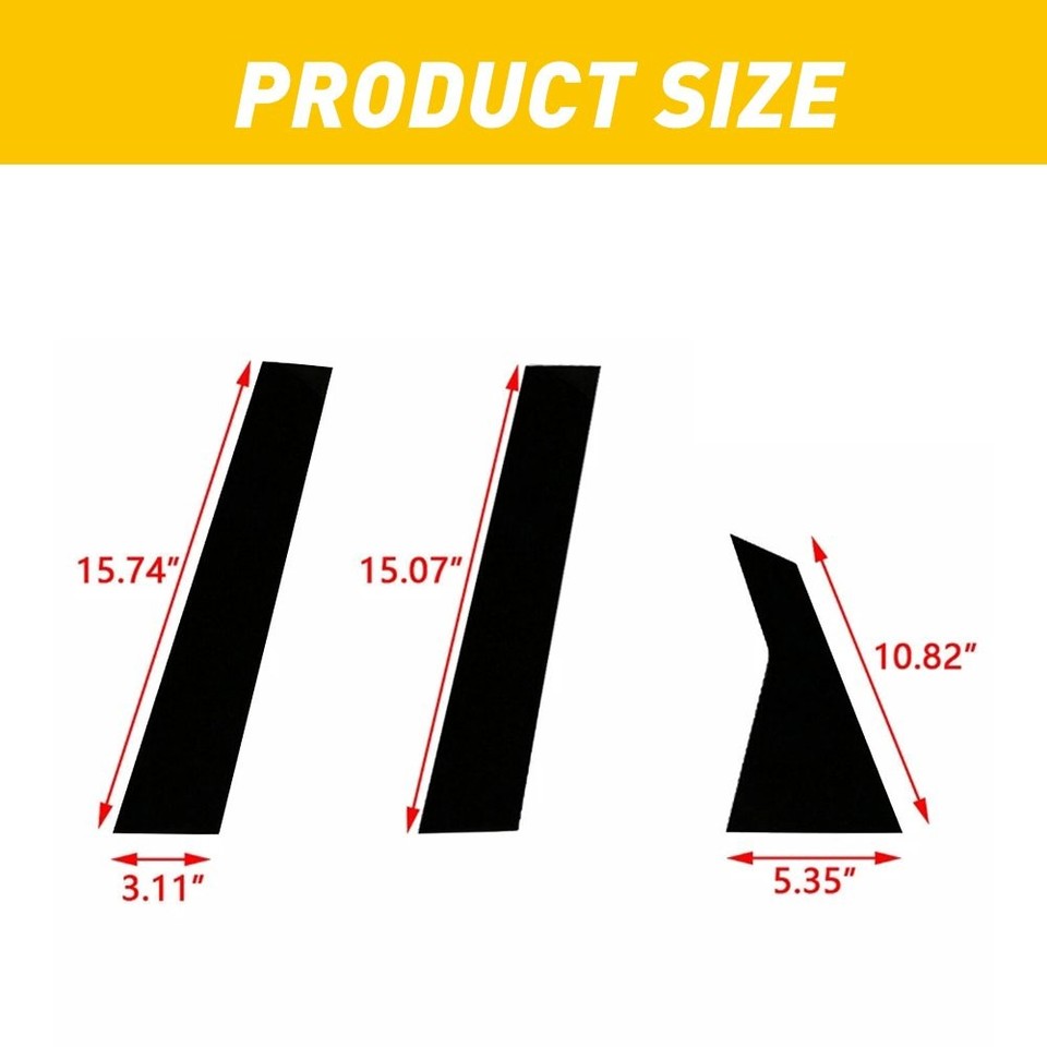 6pcs Glossy Black Door Window Pillar Posts Cover Trim For Honda Civic ...