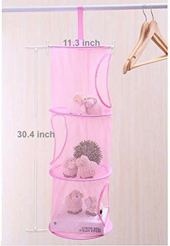 Hanging Mesh Space Saver Bags Organizer 3 Compartments Toy Storage ...