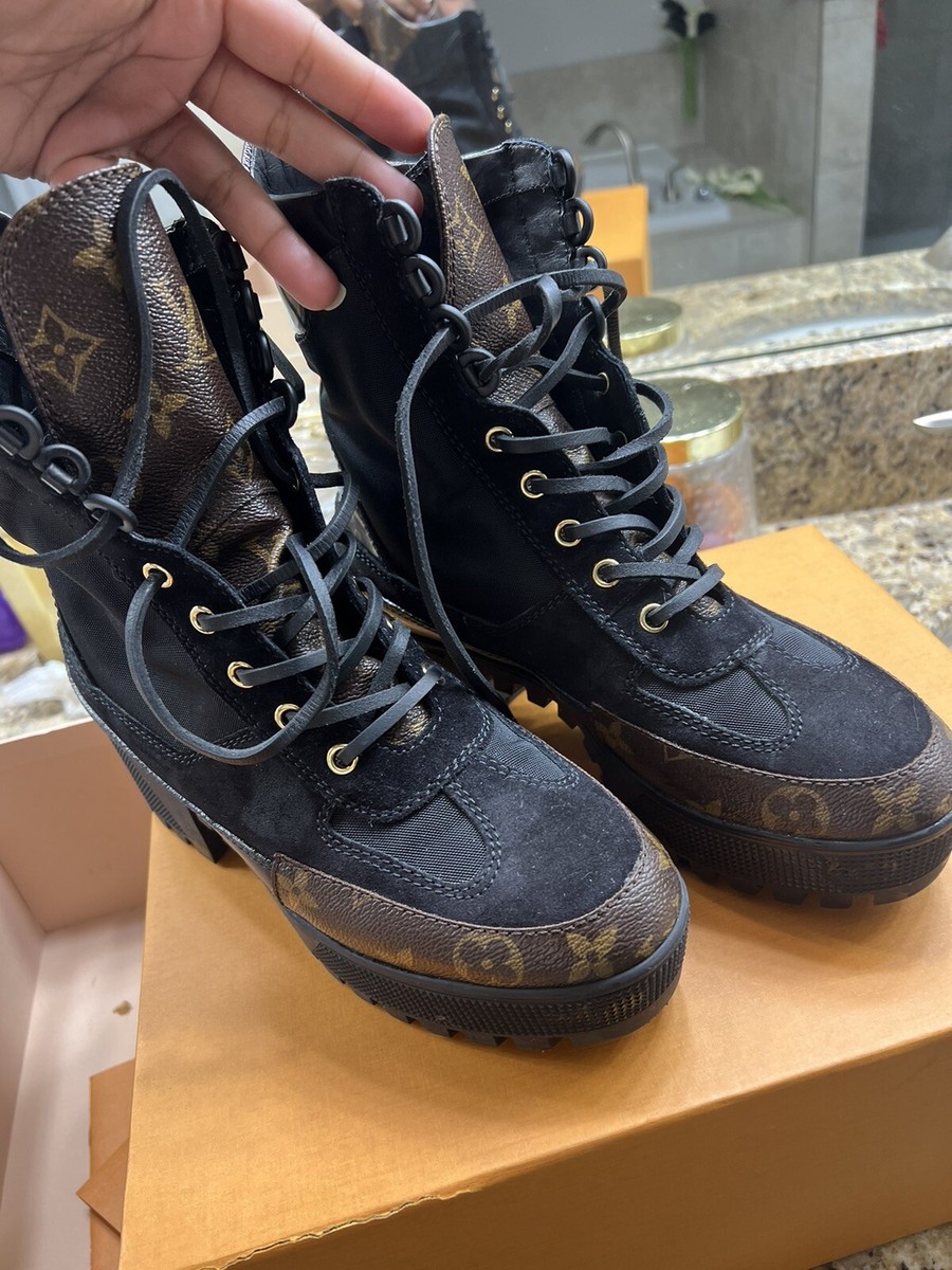 Louis Vuitton Laureate Black Monogram Platform Desert Boots Louis Vuitton Laureate Black Monogram Platform Desert Boots