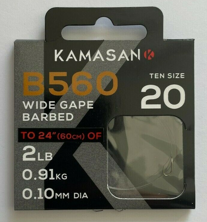 KAMASAN B560 BARBED SPADE END HOOKS TO NYLON (all sizes available ...