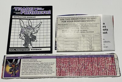 Vintage Hasbro Transformers G1 Kickback 1985 Instruction Booklet Tech ...