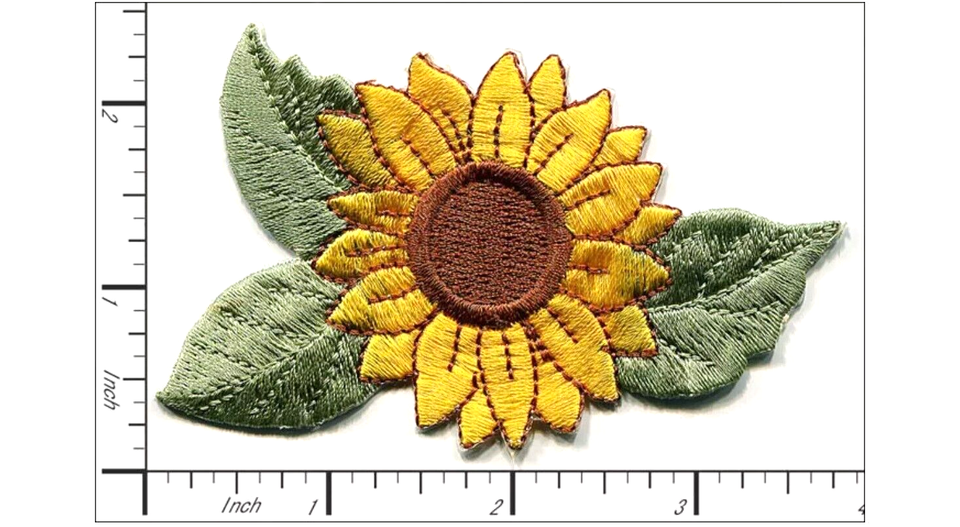 Yellow Sunflower Floral Embroidered Applique Iron On Patch for Clothing ...