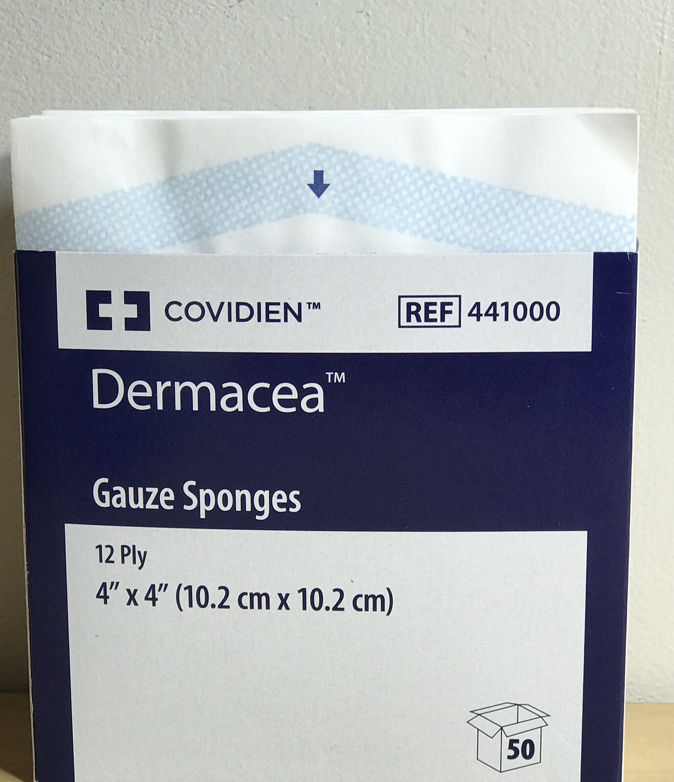Dermacea 4" X 4" Gauze Sponge 12-Ply 2 Pack Covidien 441000 - Box of 50 ...