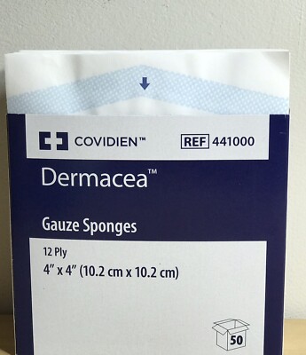 Dermacea 4" X 4" Gauze Sponge 12-Ply 2 Pack Covidien 441000 - Box of 50 ...