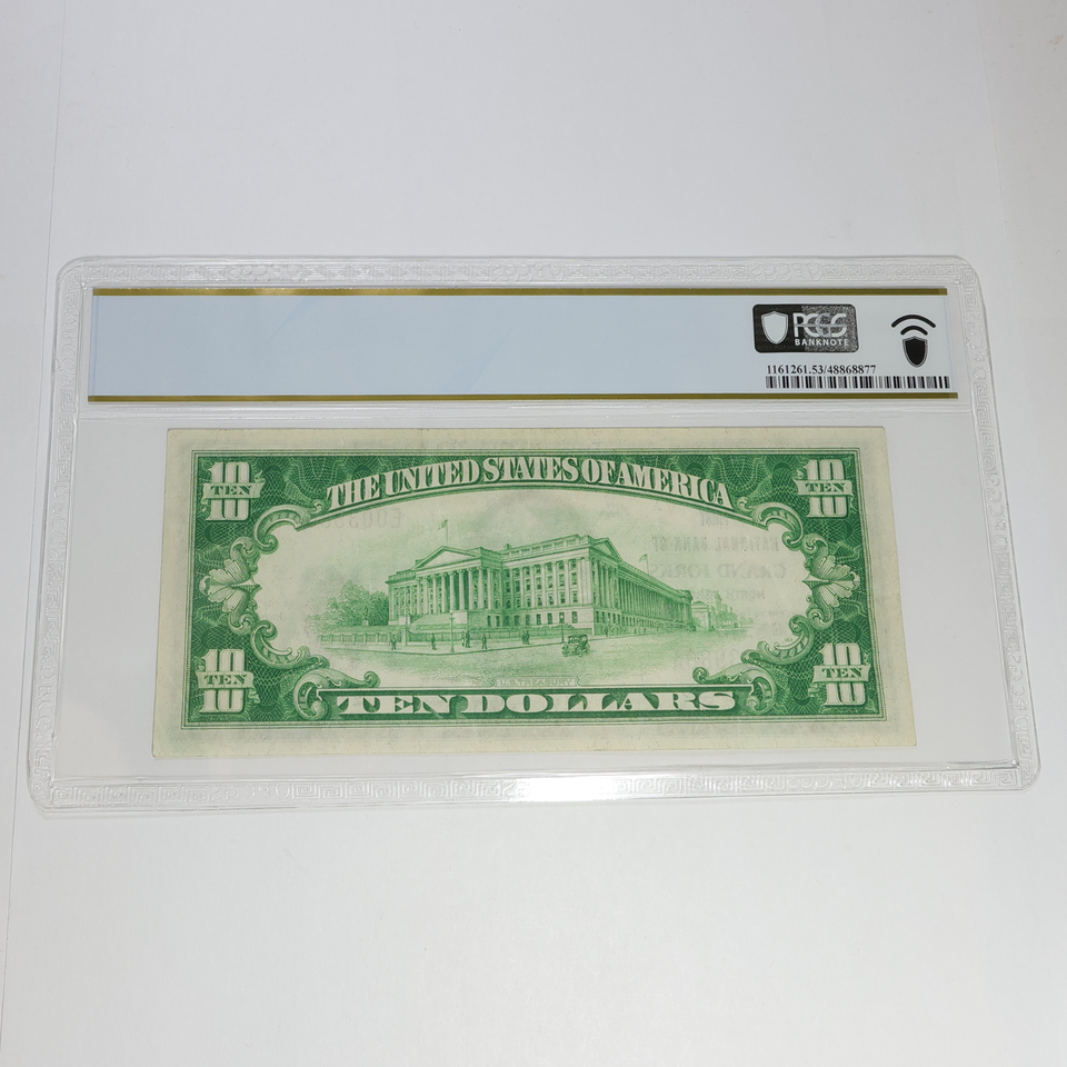 1929 PCGS Banknote AU 53 PPQ US $10 Grand Forks National Currency CH ...