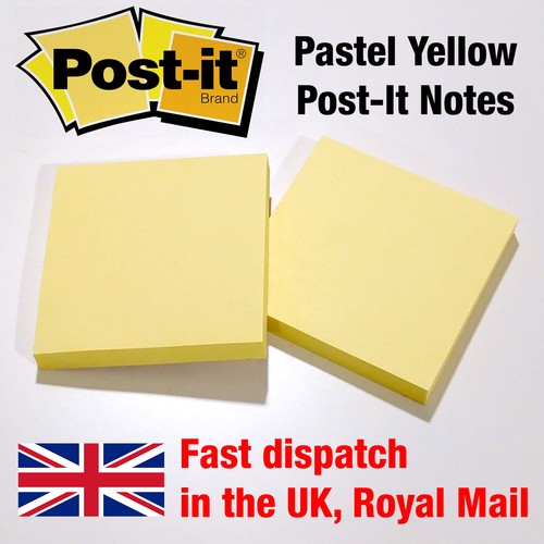 600 Yellow Pastel Removable Sticky Post It Notes Memo 76mm x 76mm 6 ...