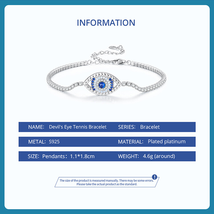 Fashion S925 Sterling Silver Devil's Eye Tennis Bracelet Jewelry For Women Gifts | eBay