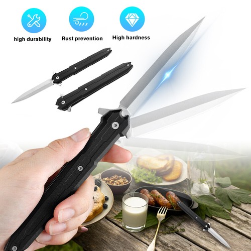 Folding Knife Quick Open Blade Stiletto EDC Pocket Knives Tactical ...