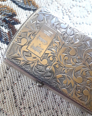 Antique 950 Sterling Silver Engraved Fancy Scrolls Cigarette Case ...