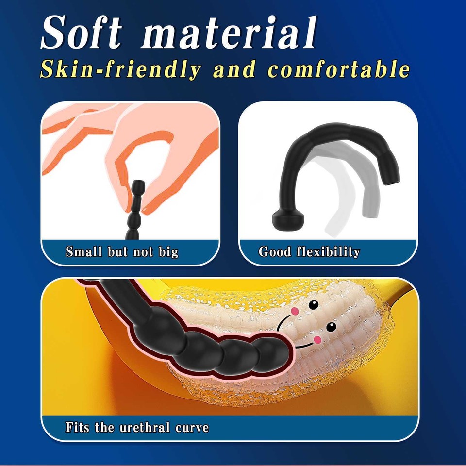 Male Silicone Urethral Sounding Stretcher Penis Plug Bead Dilator Men ...