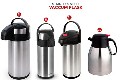 2L/3L/5L Tea Coffee Air Pot Flask Pump Action Vacuum Insulated Carry ...