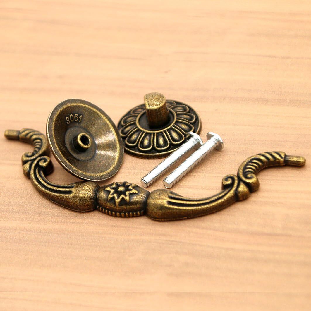 4 PCs Vintage Retro Antique Brass Bail Pull Handle for Wooden Drawer ...