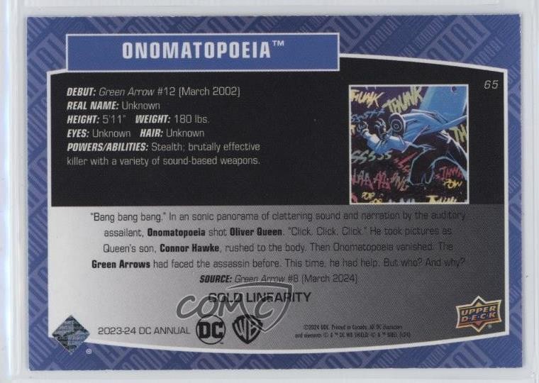 2023-24 Upper Deck DC Annual Gold Linearity 2/88 Onomatopoeia #65 11w3 ...